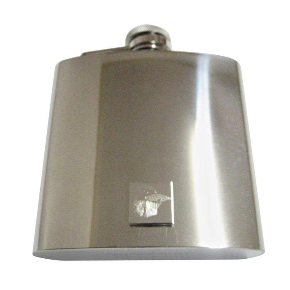 Silver Toned Etched Betta Fish 6oz Flask - Gem